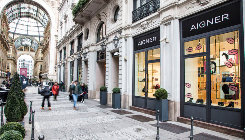 Shop opening in Milan for the leather-luxury brand Aigner ...